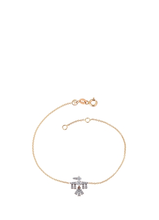 Kısmet by Milka Kadın Geometrik Formlu Pırlantalı Altın Rengi Bileklik EU