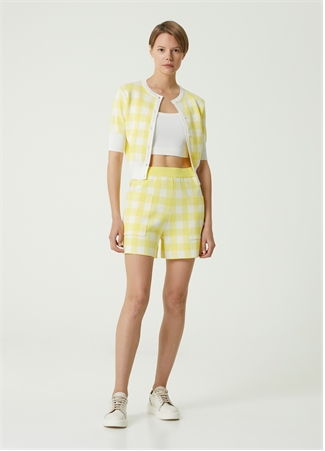 Beymen Club Kadın Sarı Yüksek Bel Kareli Triko Şort S