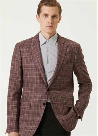 Pal Zileri Erkek Bordo Kareli Ceket 50 IT