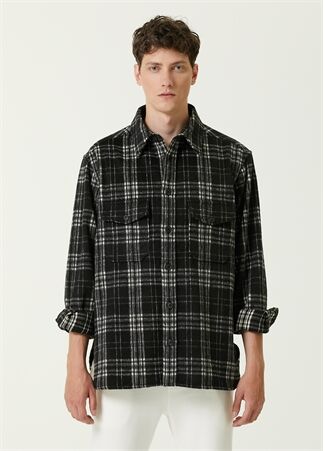 Allsaints Erkek Coeburn Siyah Kareli Gömlek L EU