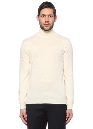 Boglioli Erkek Ekru Balıkçı Yaka Yün Kazak Bej XXL IT