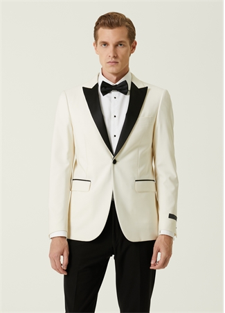 Pal Zileri Erkek Beyaz Siyah Saten Garnili Kırlangıç Yaka Yün Ceket 52 IT Pal Zileri Erkek Beyaz Siyah Saten Garnili Kırlangıç Yaka Yün Ceket 52 IT