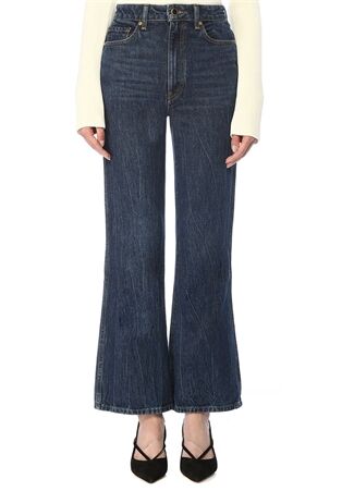 Khaite Kadın Lacivert Bol Paça Jean Pantolon Mavi 25 US