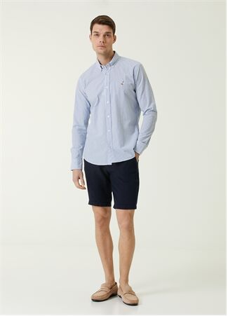 Beymen Club Erkek Lacivert Beli Bağcıklı Keten Şort 46