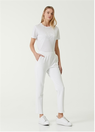 Beymen Collection Kadın Beyaz Garnili Jersey Pantolon L