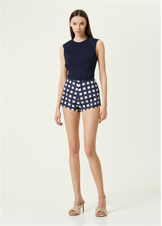 Jacquemus Kadın Lacivert Beyaz Kareli Şort 34 Fr Jacquemus Kadın Lacivert Beyaz Kareli Şort 34 Fr