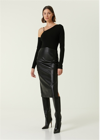 Zeynep Arçay Kadın Siyah Yırtmaçlı Midi Deri Etek 36 EU Zeynep Arçay Kadın Siyah Yırtmaçlı Midi Deri Etek 36 EU