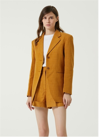 Sandro Kadın Hardal Kelebek Yaka Ceket Kahverengi 36 FR