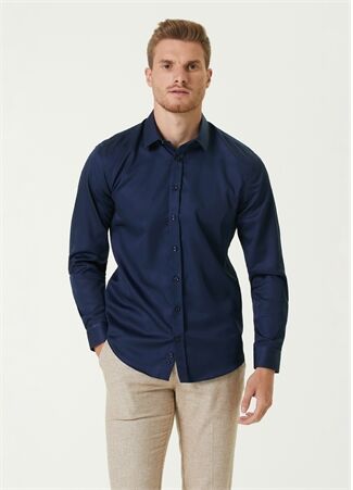 Network Erkek Slim Fit Lacivert Gömlek 38 EU