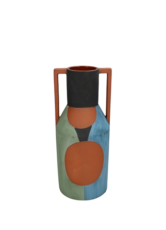 Kersten Colorblocked Kulp Detaylı Kil Vazo Çok Renkli Kersten Colorblocked Kulp Detaylı Kil Vazo Çok Renkli