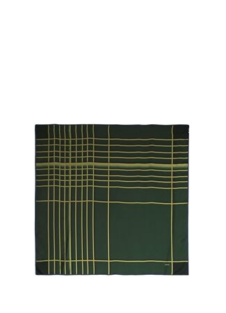 Pal Zileri Erkek Haki Çizgili Yün Atkı Yeşil EU