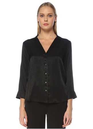 Beymen Collection Kadın Siyah Jakarlı Pijama Gömlek 34