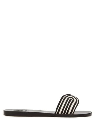 Ancient Greek Sandals Kadın Siyah Beyaz Bant Detaylı Deri Terlik 36 EU Ancient Greek Sandals Kadın Siyah Beyaz Bant Detaylı Deri Terlik 36 EU