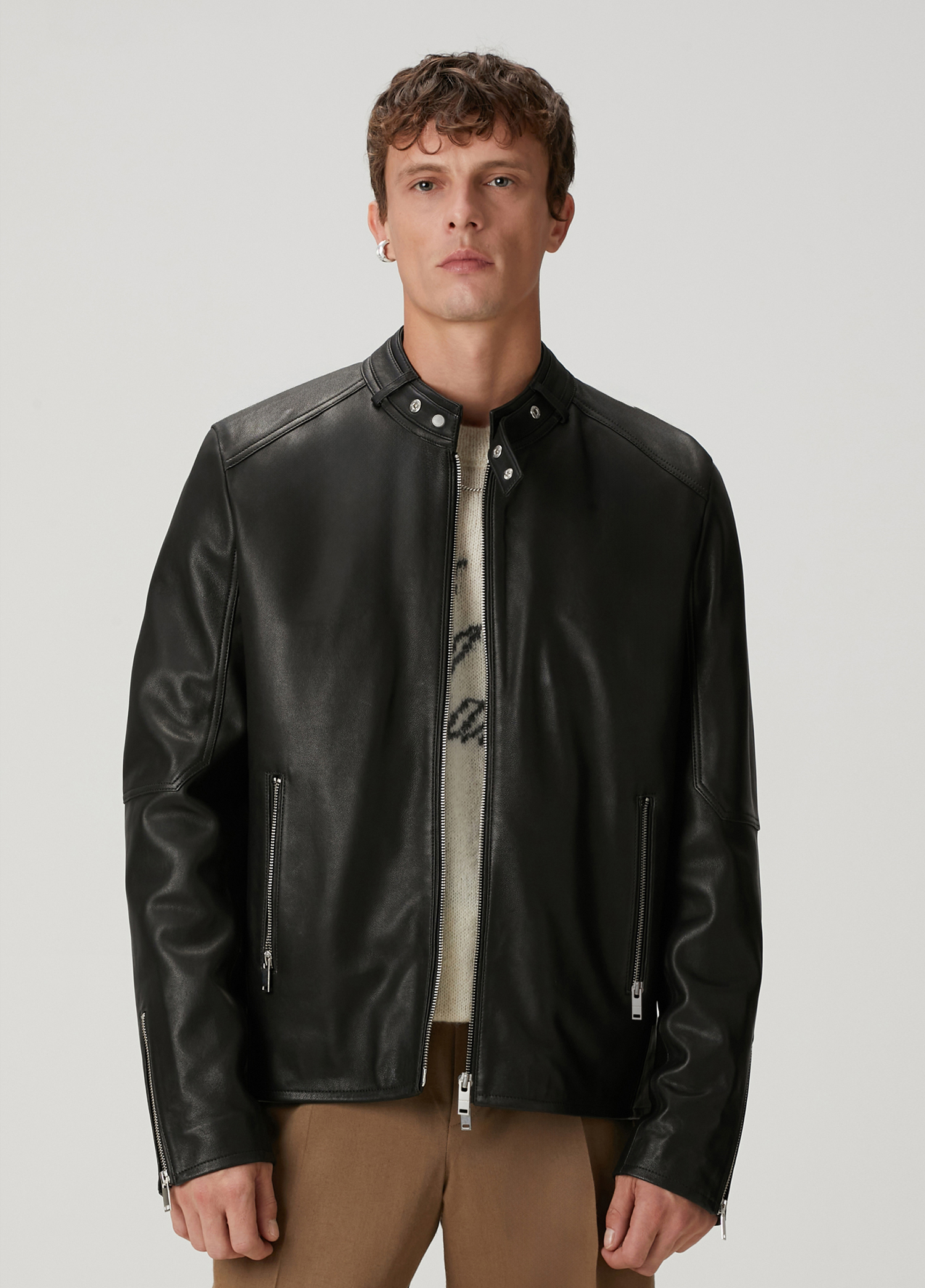 Academia Siyah Erkek Siyah Deri Biker Ceket 1774428 | Beymen