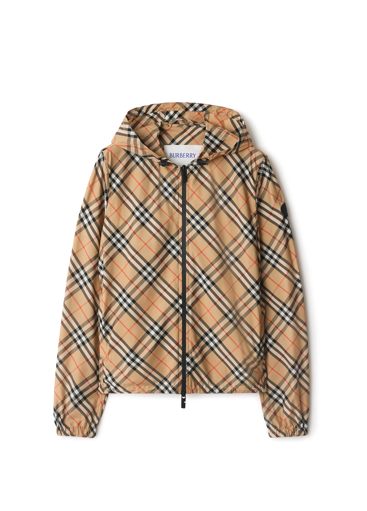 Burberry - Check Hooded Beige Hooded Women's Coat