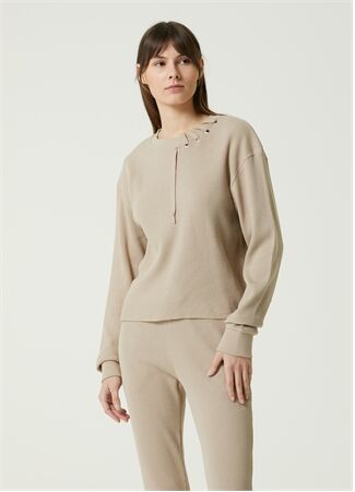 Bassigue Kadın Haki Bisiklet Yaka Sweatshirt S EU