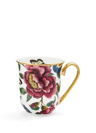 Spode Beyaz Çiçek Desenli Bardak Çok Renkli Spode Beyaz Çiçek Desenli Bardak Çok Renkli