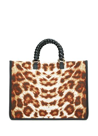 Mehry Mu Kadın Lucia Large Leopar Desenli El Çantası Kahverengi EU
