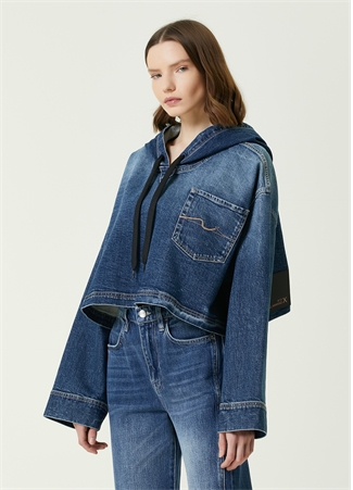 7 For All Mankind Kadın x N 2 Mavi Kapüşonlu Jean Sweatshirt EU 7 For All Mankind Kadın x N 2 Mavi Kapüşonlu Jean Sweatshirt EU