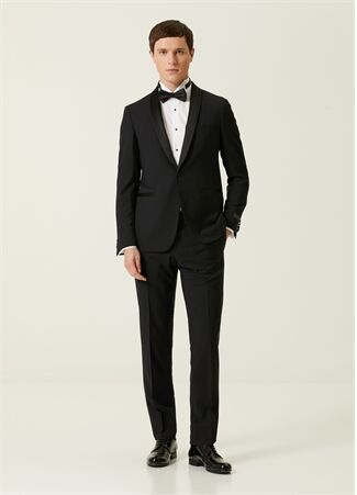 Pal Zileri Erkek Siyah Yaka Altı Desenli Yün Takım Elbise 48 IT