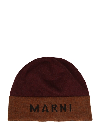 Marni Kadın Bordo Logo Jakarlı Yün Bere S EU Marni Kadın Bordo Logo Jakarlı Yün Bere S EU