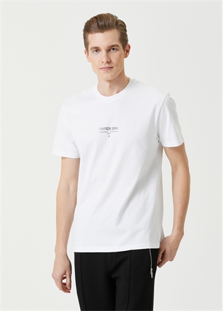 Neil Barrett Erkek Beyaz Logolu Basic T-shirt S EU Neil Barrett Erkek Beyaz Logolu Basic T-shirt S EU