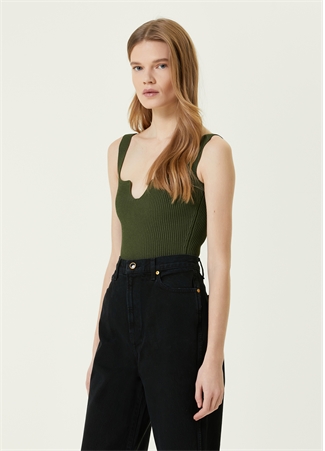 Khaite Kadın Yeşil Asimetrik Yaka Body M EU