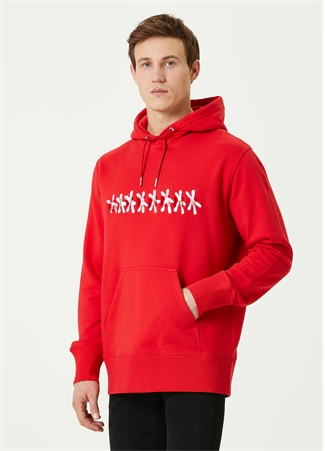Givenchy Erkek Kırmızı Kapüşonlu Figür Baskılı Sweatshirt S EU Givenchy Erkek Kırmızı Kapüşonlu Figür Baskılı Sweatshirt S EU