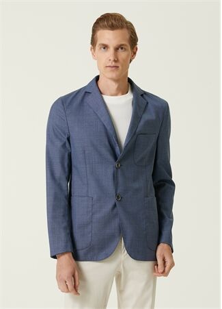 Pal Zileri Erkek Mavi Kelebek Yaka Yün Ceket 54 IT