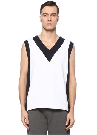 Palzileri Lab Erkek Beyaz V Yaka Kolsuz T-shirt 50 IT