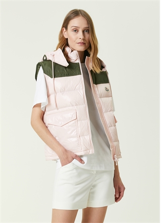 Moncler Kadın Ciboure Pembe Haki Kapüşonlu Puff Yelek 0 US Moncler Kadın Ciboure Pembe Haki Kapüşonlu Puff Yelek 0 US