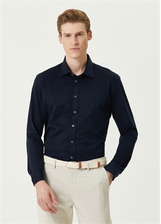 Beymen Collection Erkek Slim Fit Lacivert Küçük İtalyan Yaka Jersey Gömlek 38 Eu Beymen Collection Erkek Slim Fit Lacivert Küçük İtalyan Yaka Jersey Gömlek 38 Eu