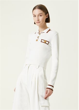 Raisa Vanessa Kadın Beyaz Polo Yaka Bluz 40 EU