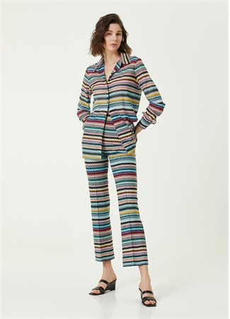 Missoni Kadın Simli Zikzak Desenli Triko Pantolon 42 IT Missoni Kadın Simli Zikzak Desenli Triko Pantolon 42 IT