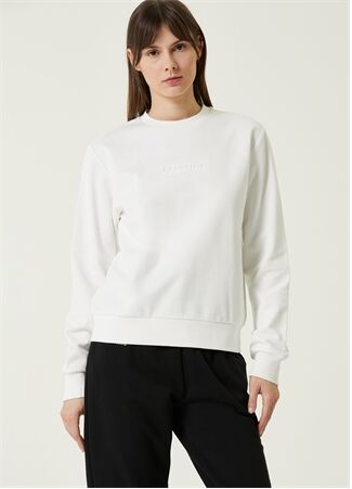Academia Kadın Kırık Beyaz Bisiklet Yaka Sweatshirt XS