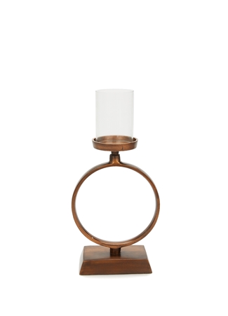 Kersten Bronze Daire Detaylı Mumluk Kahverengi Kersten Bronze Daire Detaylı Mumluk Kahverengi