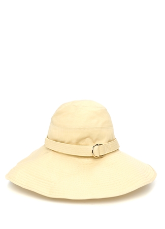 Inverni Kadın Krem Kemer Detaylı Kanvas Şapka Bej 56 EU