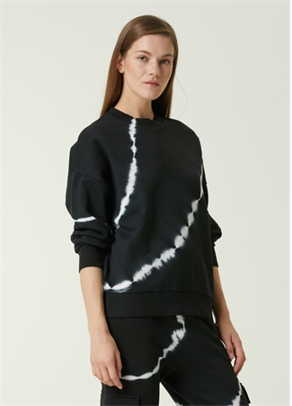 Beymen Club Kadın Siyah Bisiklet Yaka Batik Desenli Sweatshirt XS