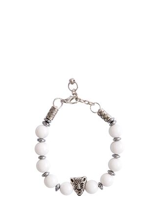 Nauu Kadın Beyaz Aksesuarlı Gümüş Rengi Kaplama Bileklik EU