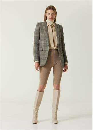 Kadın Bej Ribli Biker Şort L EU