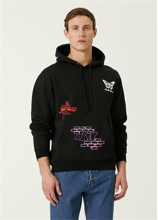 Obey Erkek Siyah Kapüşonlu Figür Baskılı Sweatshirt S EU