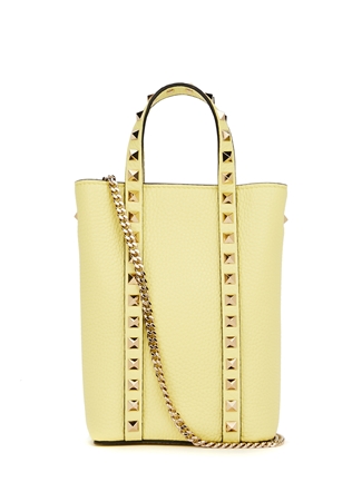 Valentino Garavani Kadın Rockstud Sarı Deri Omuz Çantası Eu