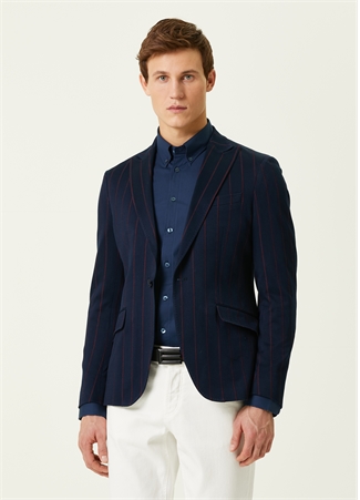 Etro Erkek Lacivert Çizgi Desenli Ceket 54 IT Etro Erkek Lacivert Çizgi Desenli Ceket 54 IT