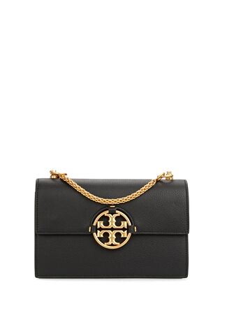 Tory Burch Kadın Siyah Logolu Deri Omuz Çantası EU