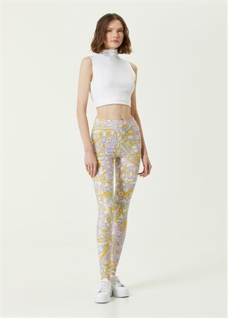 Emilio Pucci Kadın Lila Desenli Tayt Mor S EU