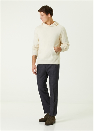 Corneliani Erkek Lacivert Beli Kordonlu Pilili Yün Pantolon 50 IT Corneliani Erkek Lacivert Beli Kordonlu Pilili Yün Pantolon 50 IT