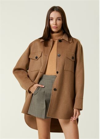 Sandro Kadın Kahverengi Beli Kuşaklı Yün Mont 36 FR