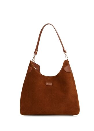 Network Kadın Taba Logolu Süet Omuz Çantası Turuncu EU