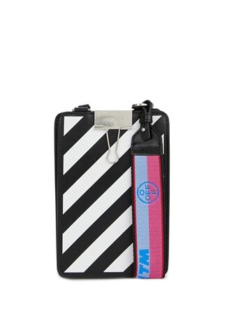Off-White Kadın Siyah Beyaz Çizgili Deri Omuz Çantası EU
