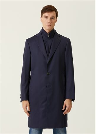 Pal Zileri Erkek Lacivert İç Yaka Detaylı Yün Palto 50 IT